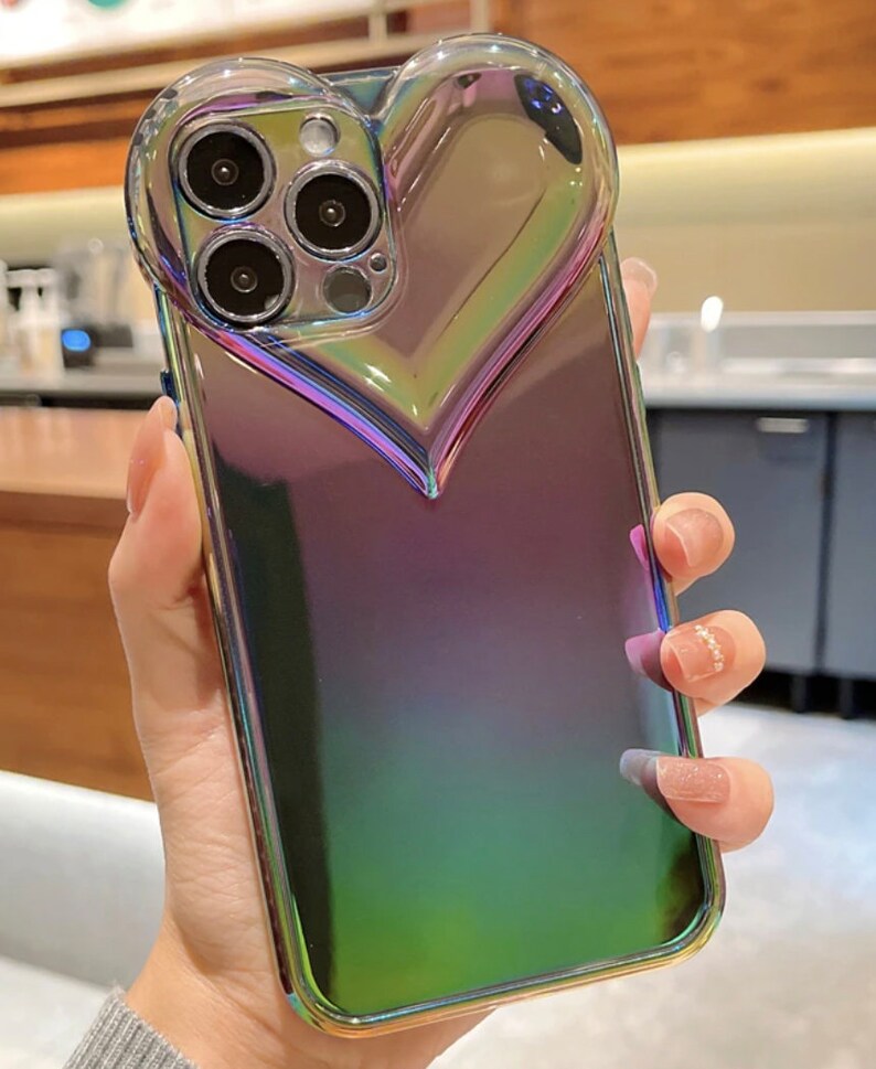 Gradient Phone Case Holographic Heart Transparent Phone Case - Etsy