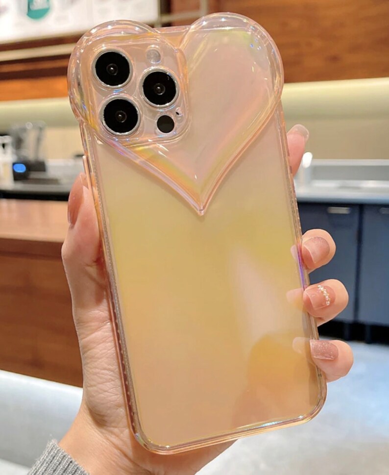 Gradient Phone Case Holographic Heart Transparent Phone Case - Etsy