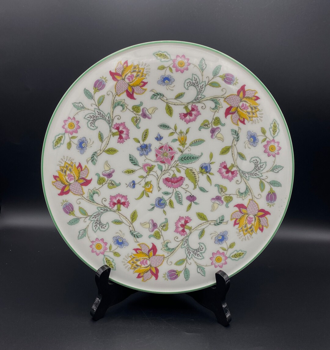 Minton haddon Hall Green Edge Cake Plate 28.5cm. Bone China - Etsy
