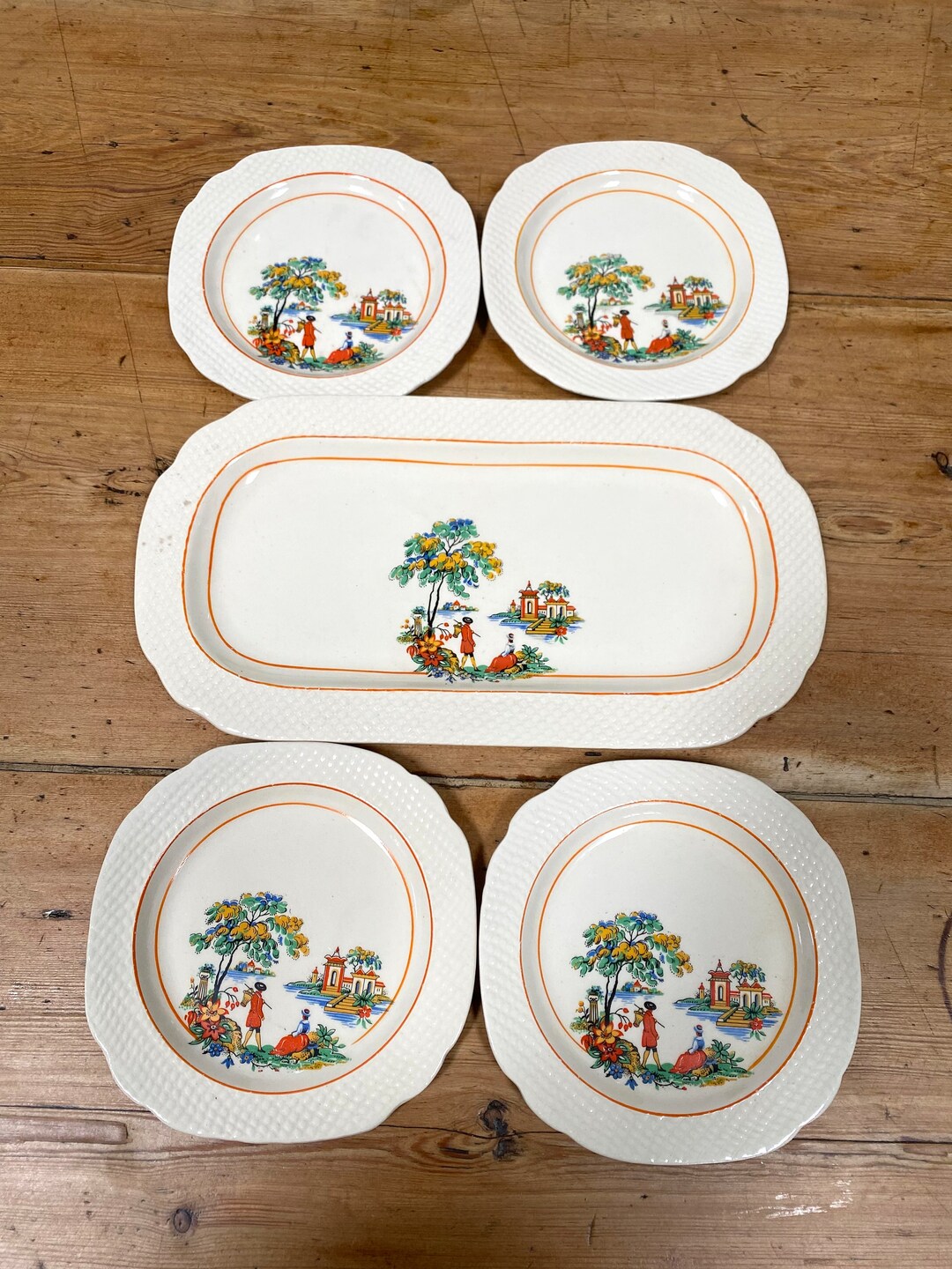 Crown Ducal, Ivory Ware England, Sandwich Tray & Four Tea Plates ...
