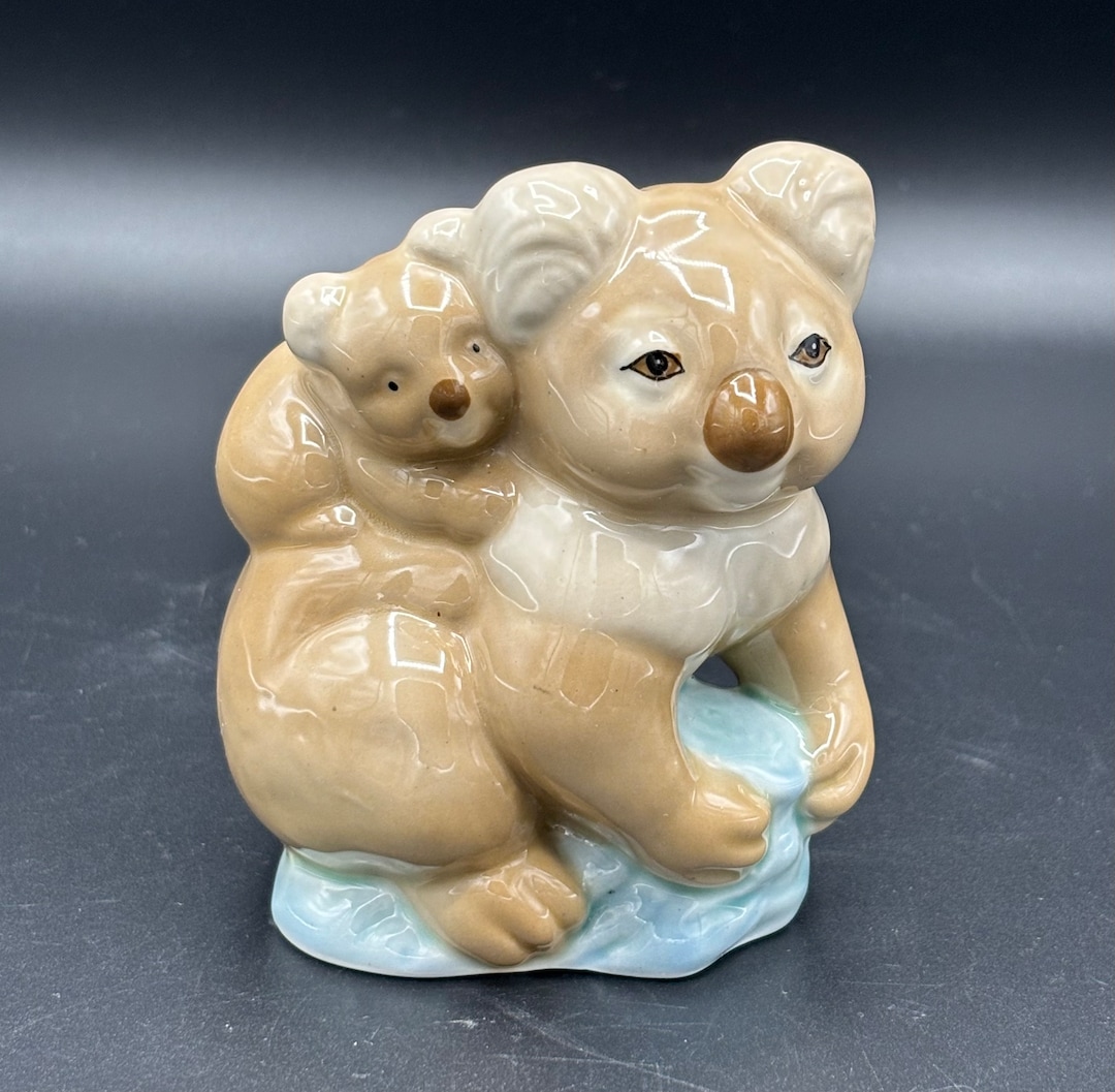 Szeiler Ceramic Koala & Joey Hand Painted Glossy Glaze 1950s - Etsy