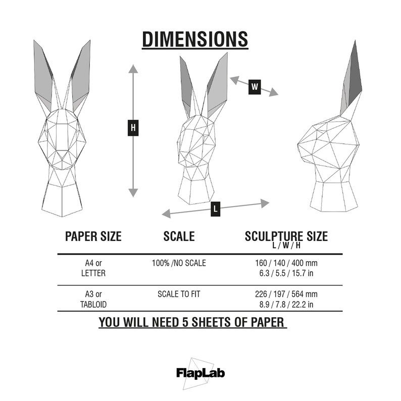 Papercraft Rabbit Sculpture Bunny Papercraft Papercraft - Etsy