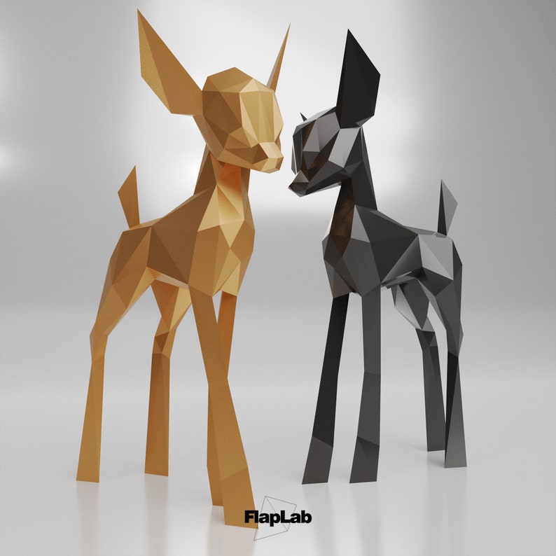 Papercraft Fawn Cute Fawn Animal Digital Patterns Low Poly - Etsy