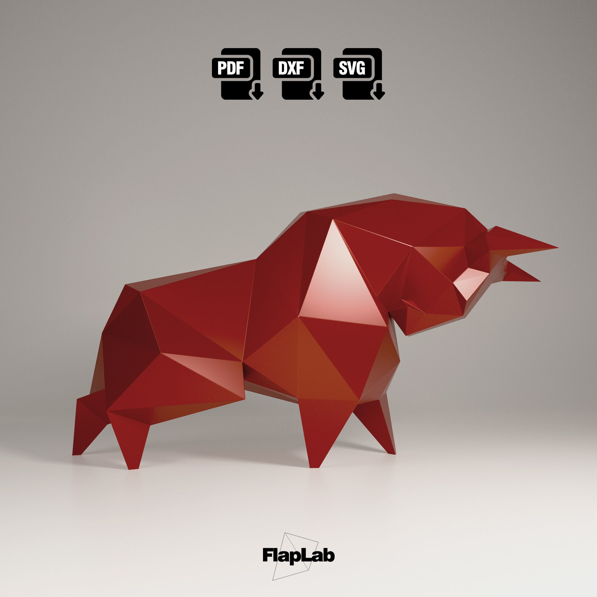 Paper Craft Bull DIY Bull Model Low Poly Bull Character - Etsy