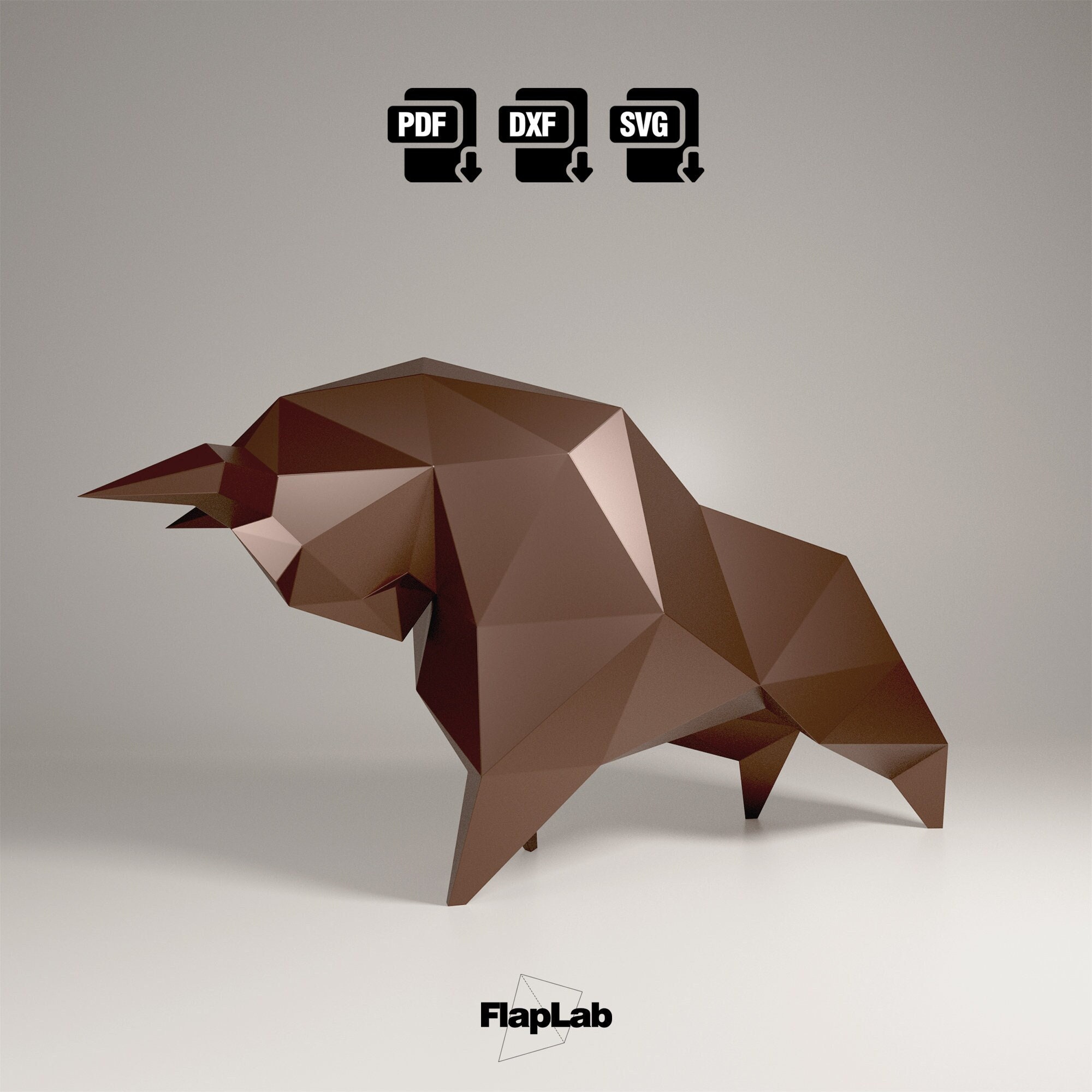 Paper Craft Bull DIY Bull Model Low Poly Bull Character - Etsy