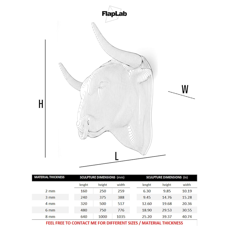 Parametric Bull Wall Art SVG 3D Layered Sculpture Laser Cut Files DXF ...