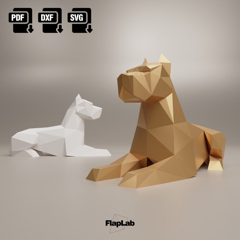 Papercraft Sitting Pitbull Dog Sculpture Diy Origami,digital Template ...
