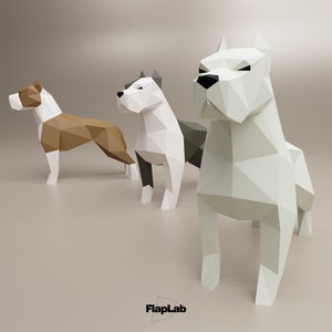 Pitbull Dog, Paper Craft Sculpture Diy,digital Template,pdf Download ...