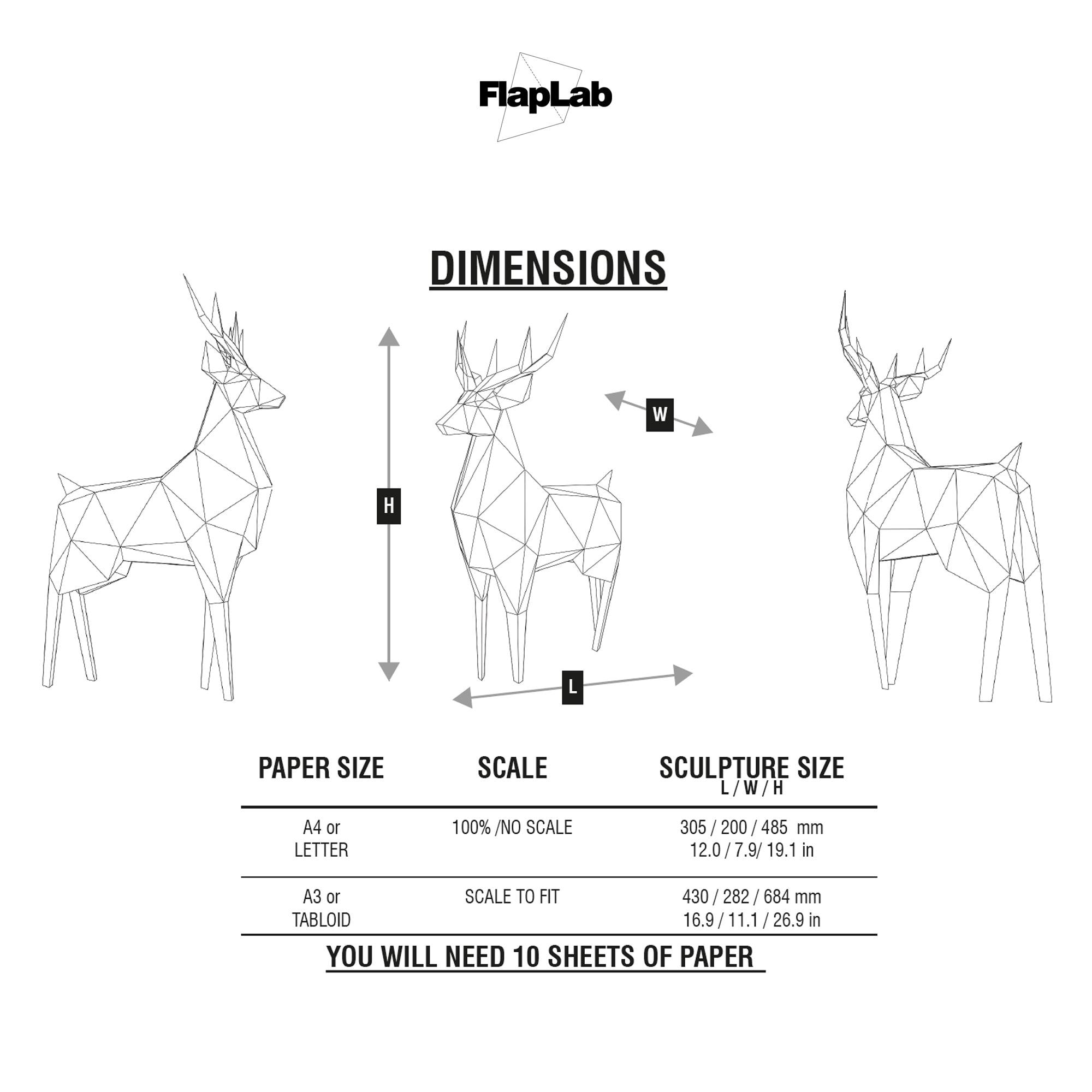 DIY Papercraft Deer Model: Low Poly Sculpture Template (digital ...