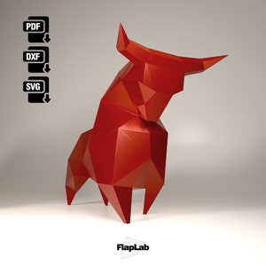 DIY Paper Craft Bull, Bull Model, Low Poly Bull Character, Origami ...