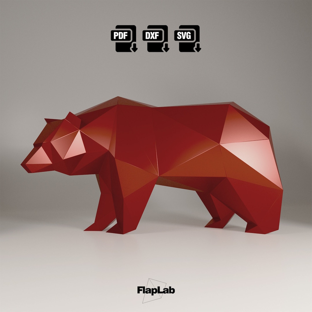 DIY Paper Craft Bear, Grizzly Model, Low Poly Bear, Bear Character ...