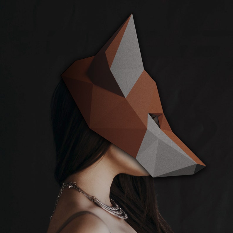 Paper Craft Fox Mask Printable Template Pdf Svg Dxf Low - Etsy