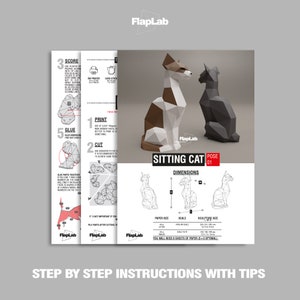 DIY Paper Craft Cat, Sitting Cat Model, Low Poly Cat, Cat Character ...