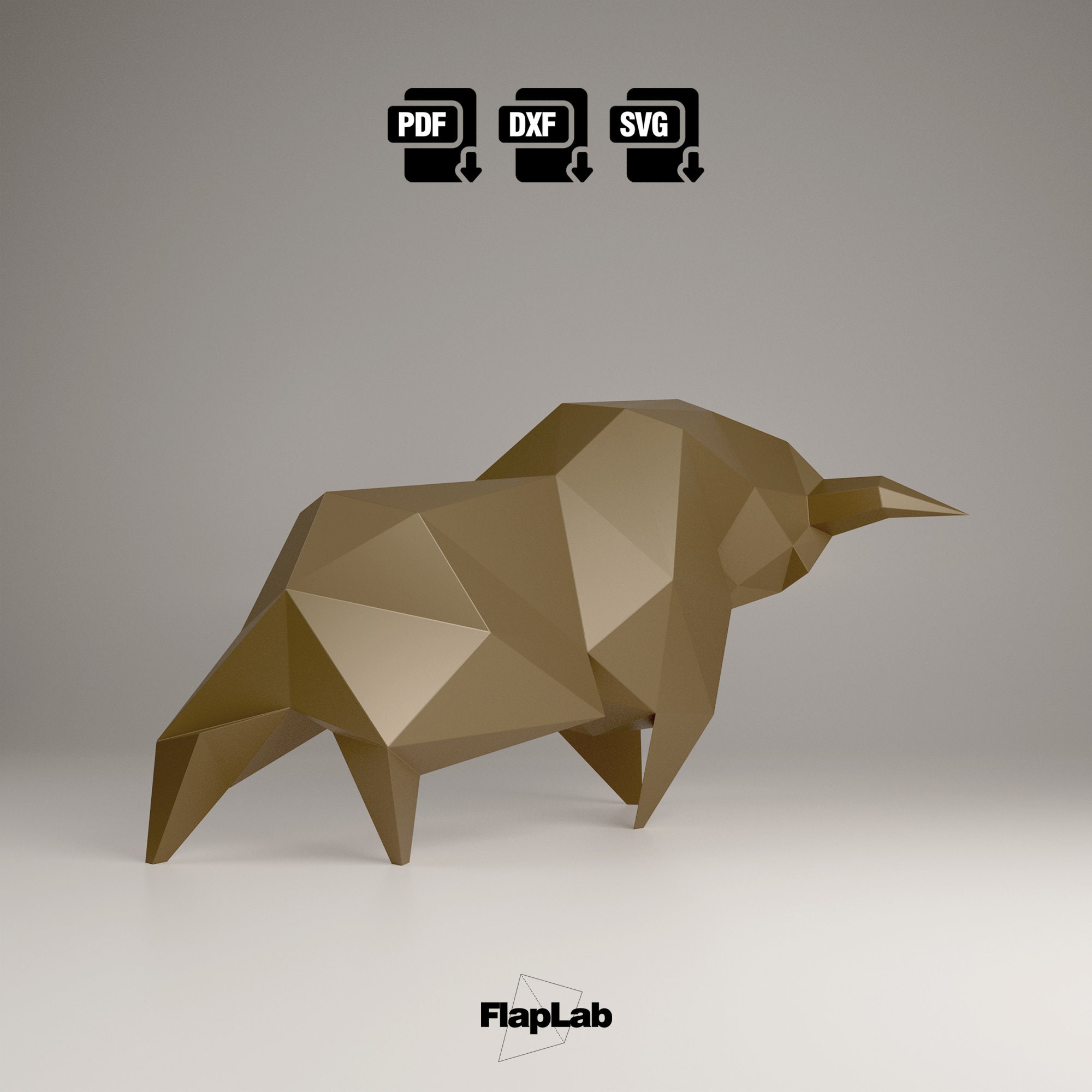 Paper Craft Bull DIY Bull Model Low Poly Bull Character - Etsy