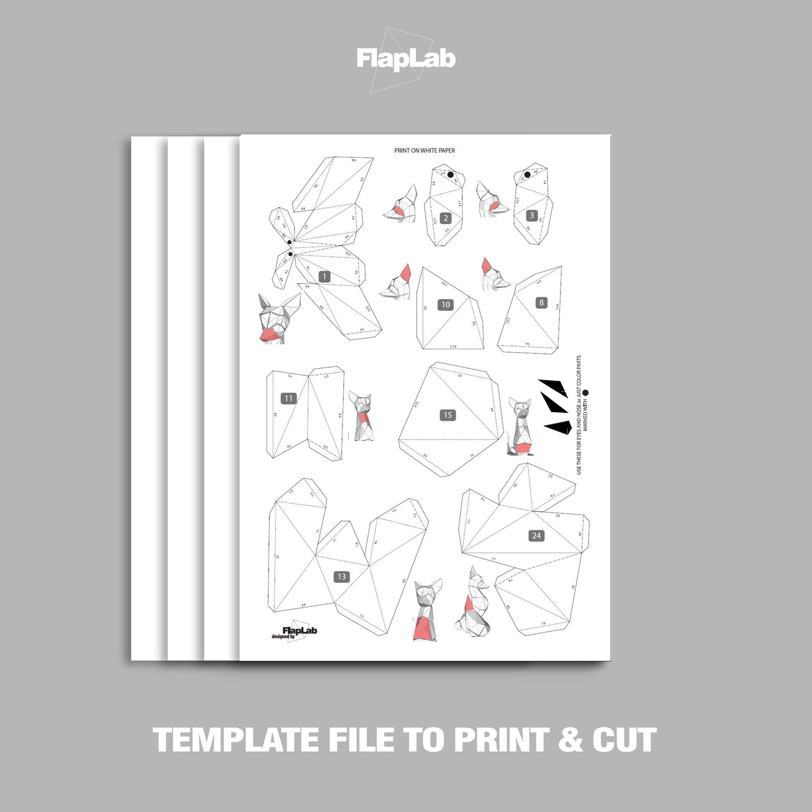 Papercraft Fox, Cute Fox, Digital Patterns, Low Poly Papercraft, Fox ...