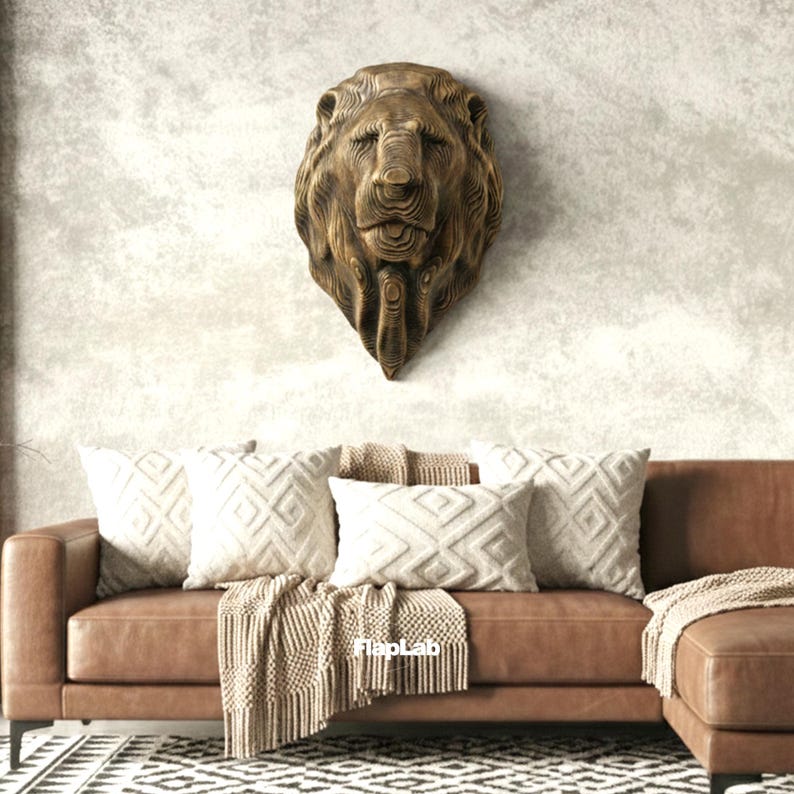 Lion Parametric Sculpture | 3D Wall Trophy Cut Pattern (digital ...