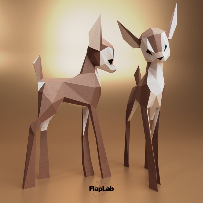 Papercraft Fawn Cute Fawn Animal Digital Patterns Low Poly - Etsy