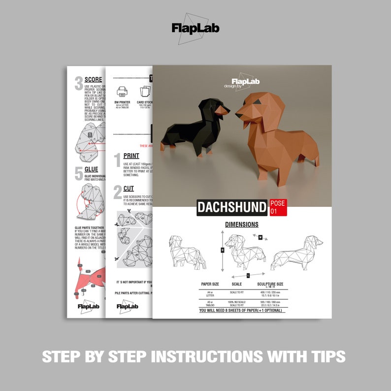 3D Dachshund Papercraft: DIY Dog Decoration (digital Pattern) - Etsy