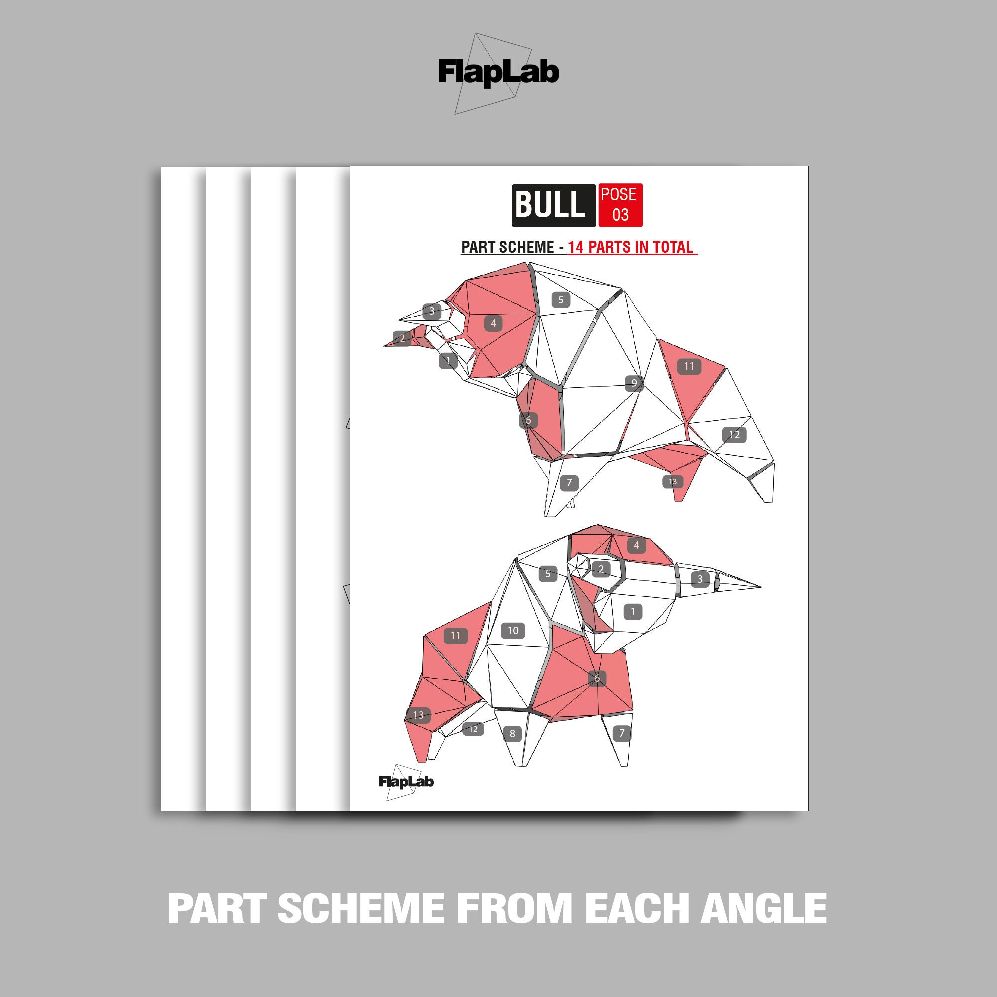 Paper Craft Bull DIY Bull Model Low Poly Bull Character - Etsy