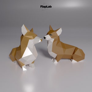 Paper Craft Welsh Corgi, DIY Dog Origami Sculpture, Home Decoration ...