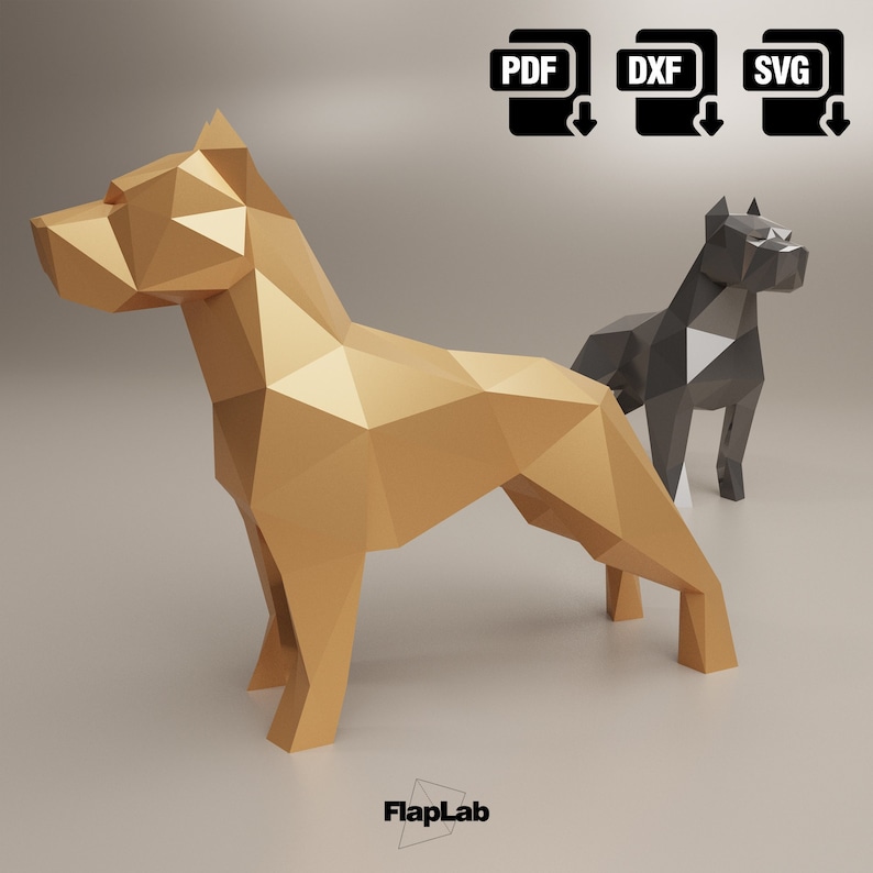 3D Papercraft Pitbull Sculpture, DIY Home Decor (digital Download - Svg ...