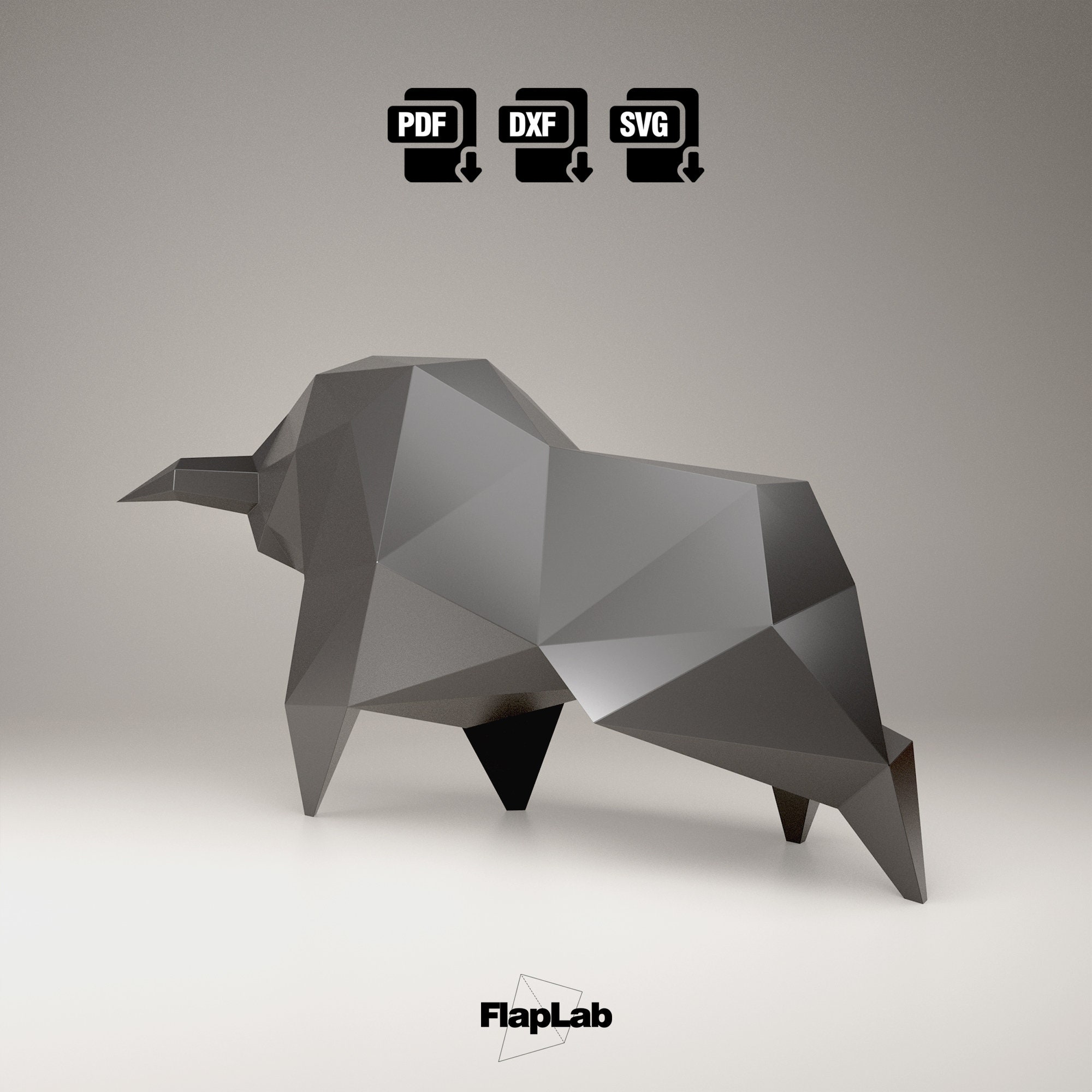 Paper Craft Bull DIY Bull Model Low Poly Bull Character - Etsy