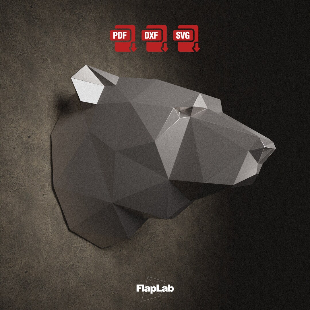 Papercraft Polar Bear, Origami Polar Bear, Template Pdf, Svg, Dxf, Wall ...