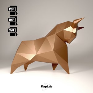 DIY Paper Craft Bull, Bull Model, Low Poly Bull Character, Origami ...