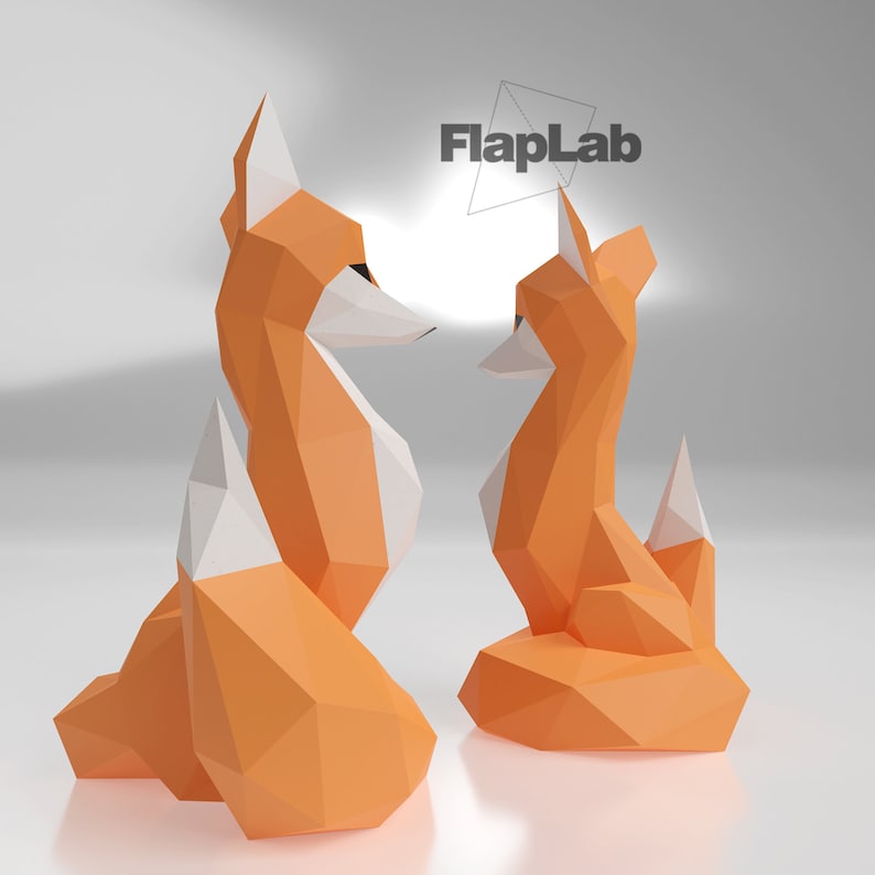 Papercraft Fox Cute Fox Digital Patterns Low Poly - Etsy