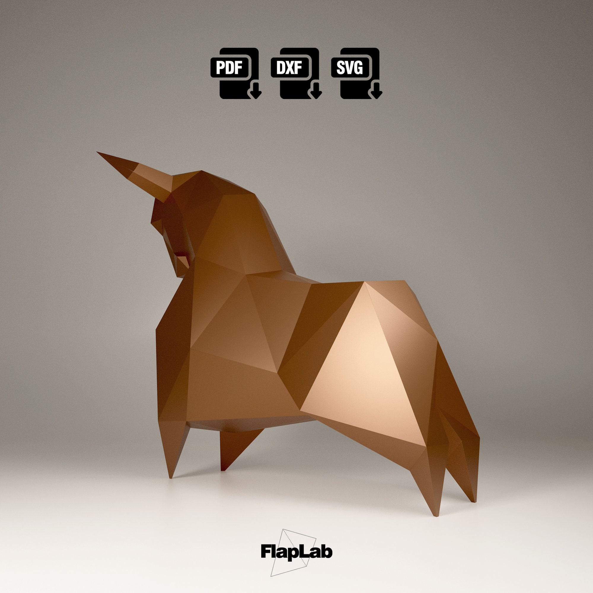 DIY Paper Craft Bull Bull Model Low Poly Bull Character - Etsy