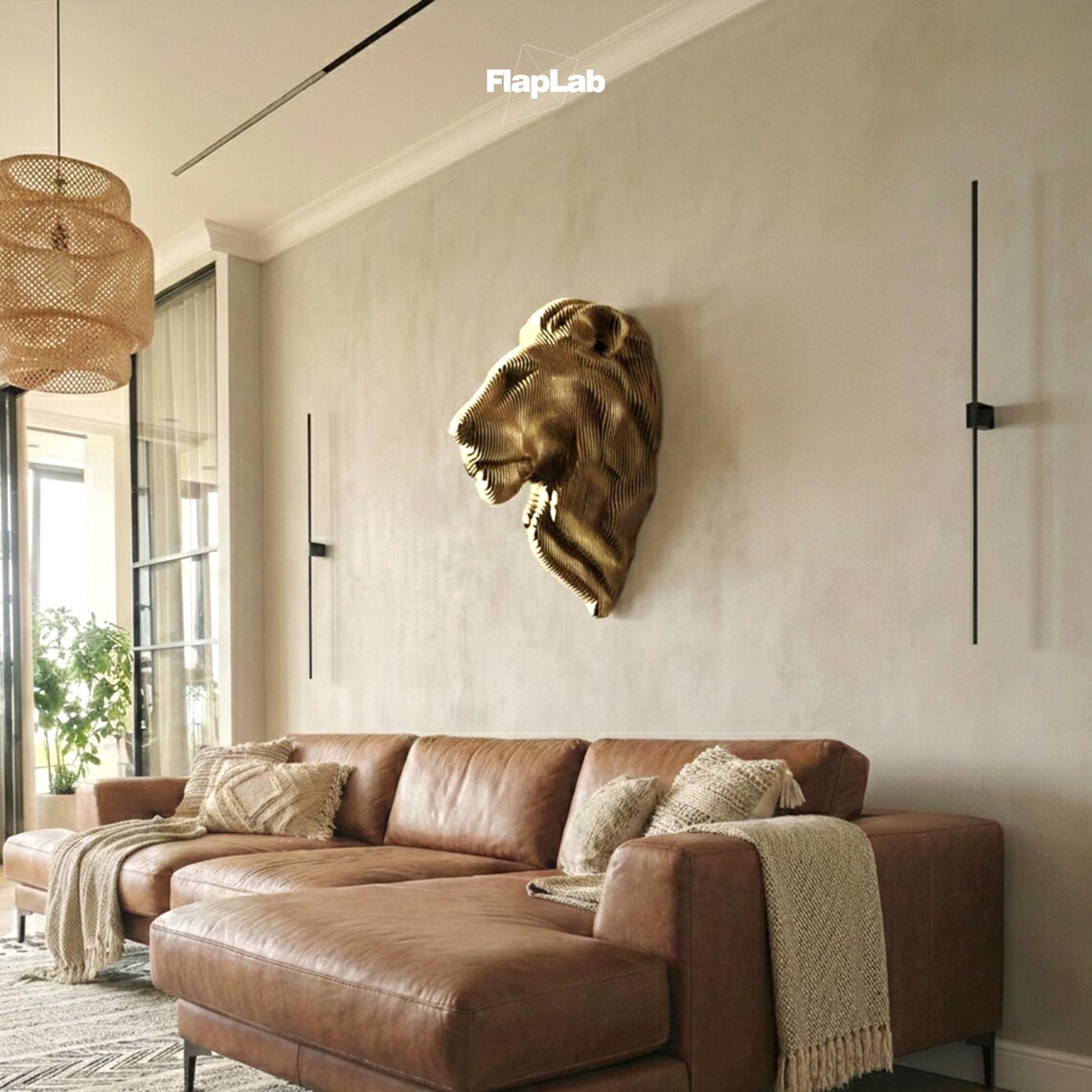 Lion Parametric Sculpture | 3D Wall Trophy Cut Pattern (digital ...
