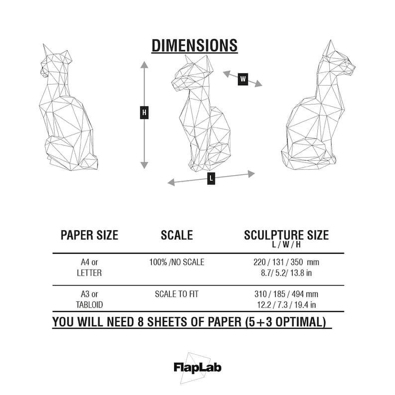 3D Papercraft Cat Sculpture, DIY Template (digital Download - Svg, Dxf ...