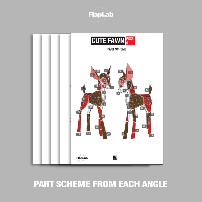 Fawn Papercraft: Low Poly Deer Sculpture Template - Digital Pdf Svg Dxf ...