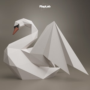Papercraft Swan, DIY Home Decoration, Digital Patterns Incl. SVG DXF ...