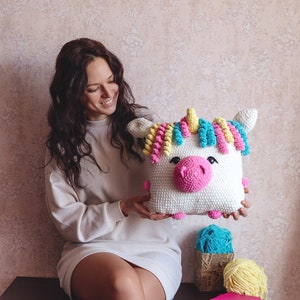 Crochet Pattern Unicorn, Crochet Unicorn Tutorial, Crochet Pillow ...