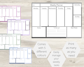 Weekly Planner Sheet - Digital - Etsy