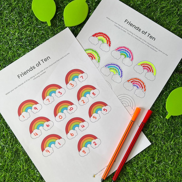 Rainbow Friends of 10 Number Matching Activity Pack Number - Etsy