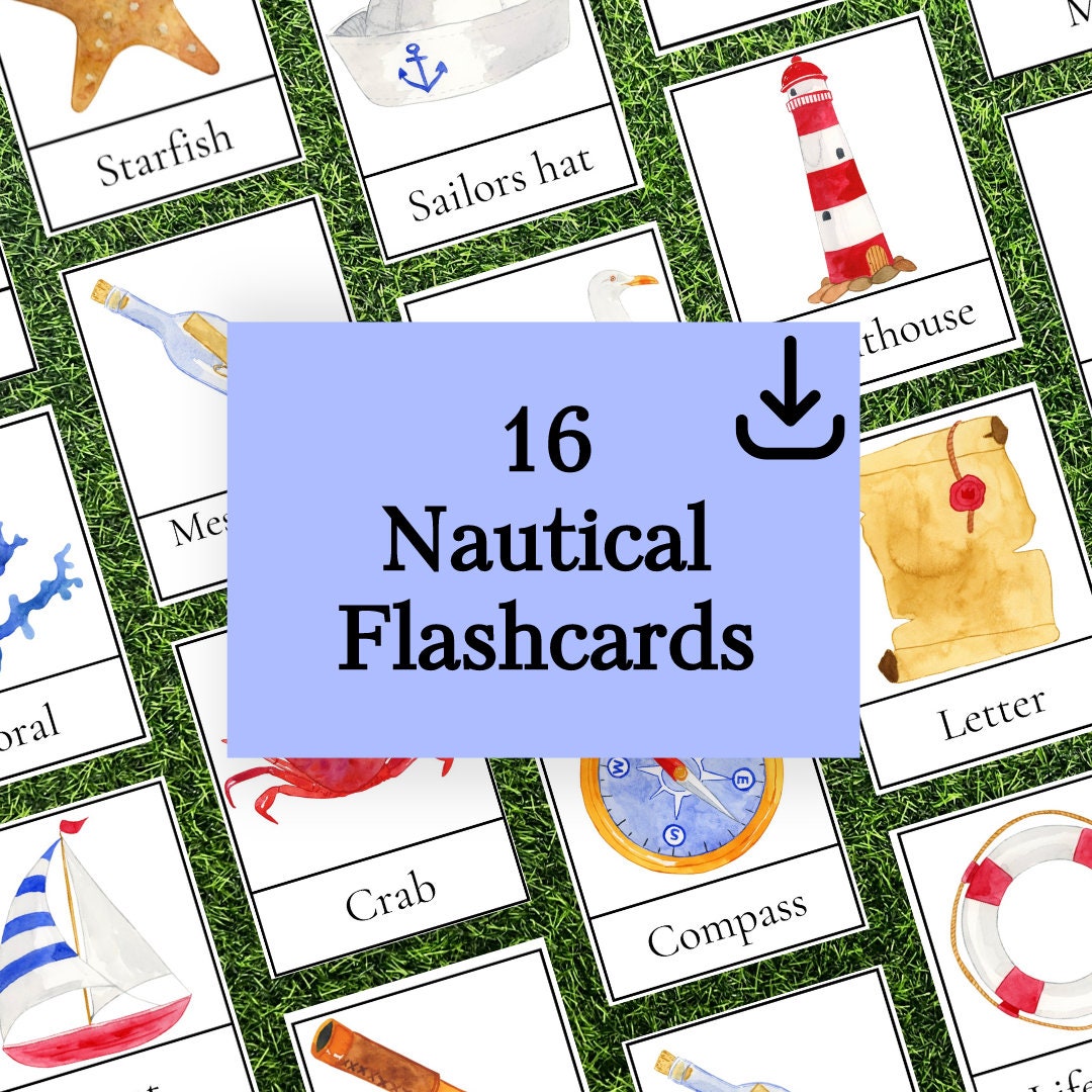 16 Printable Nautical Flashcards for Kids Montessori Learning Education ...