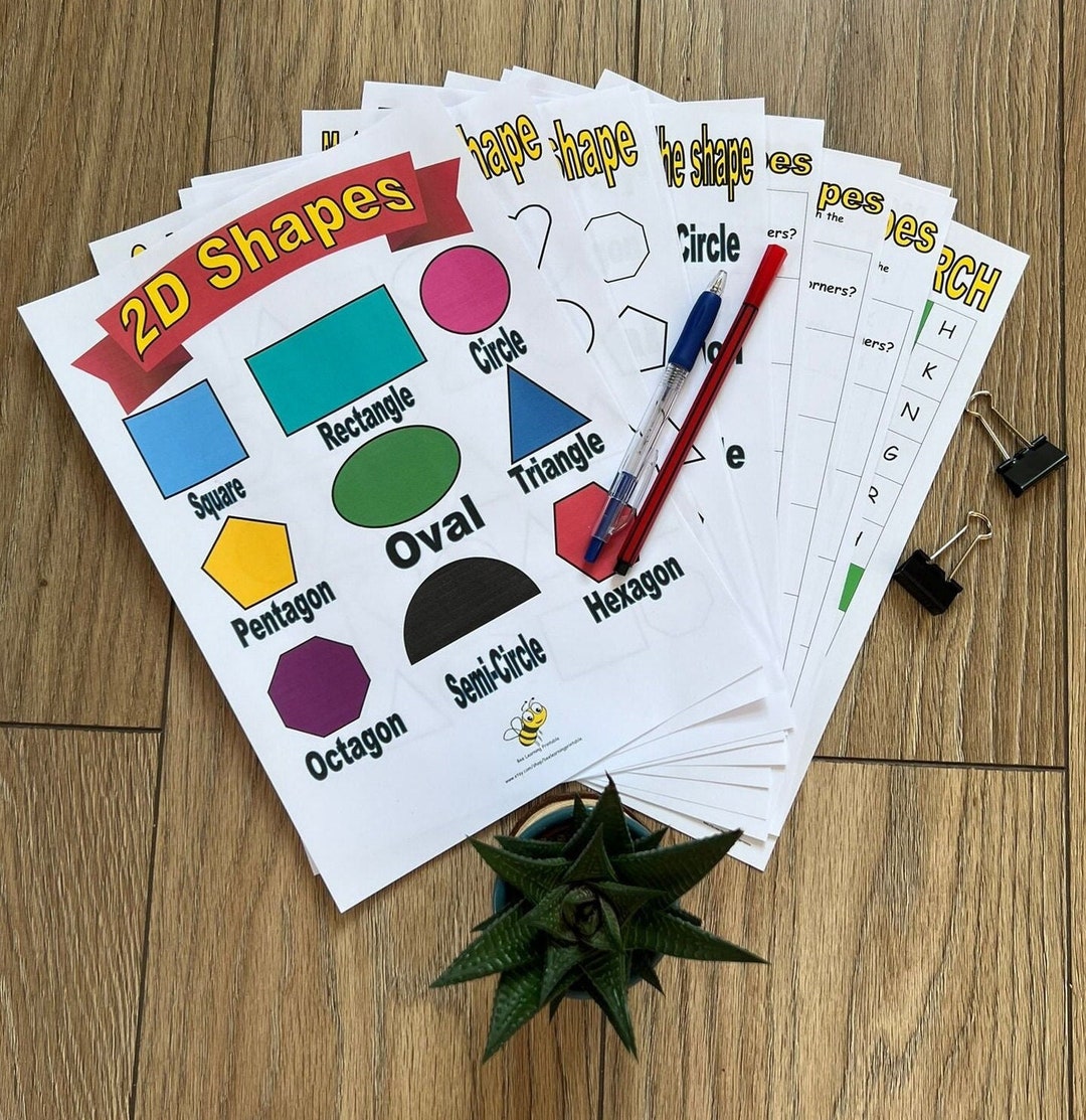 2D Shapes Activity Pack 1 Learning Resource for Math Preschool/nursery ...