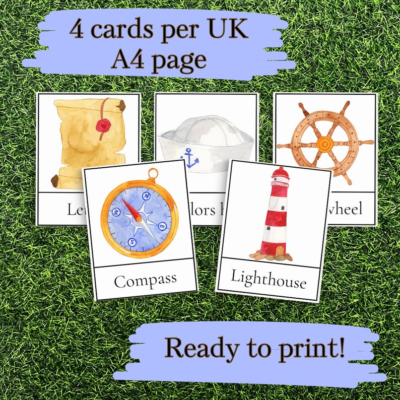 16 Printable Nautical Flashcards for Kids Montessori Learning Education ...