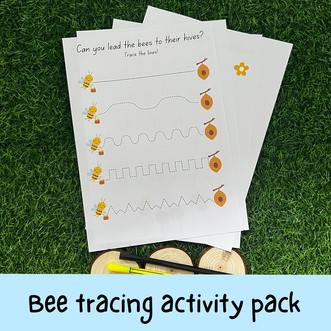 Bee Tracing Activity Pack for Young Learners 7 Page PDF Printable ...