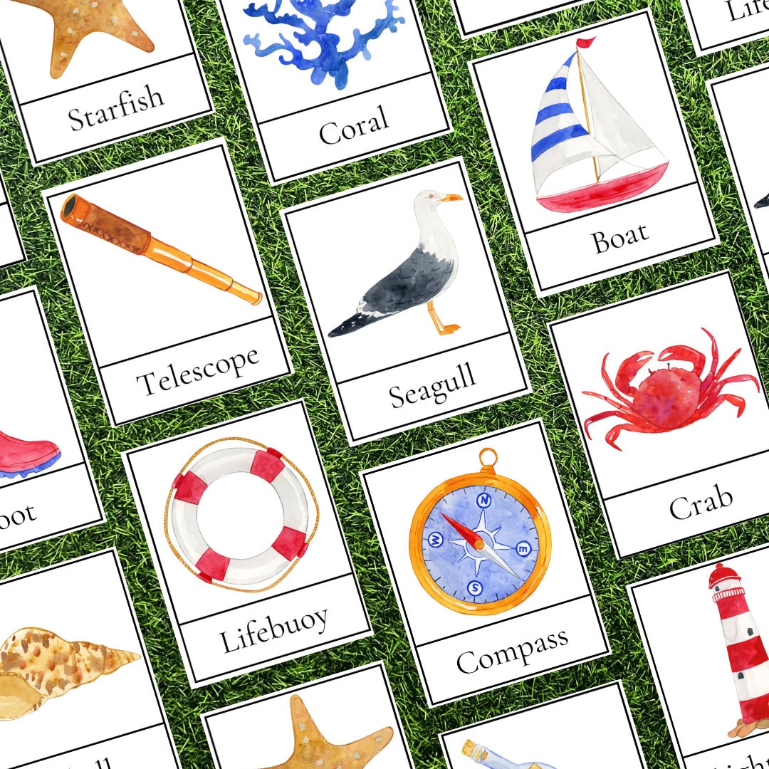 16 Printable Nautical Flashcards for Kids Montessori Learning Education ...
