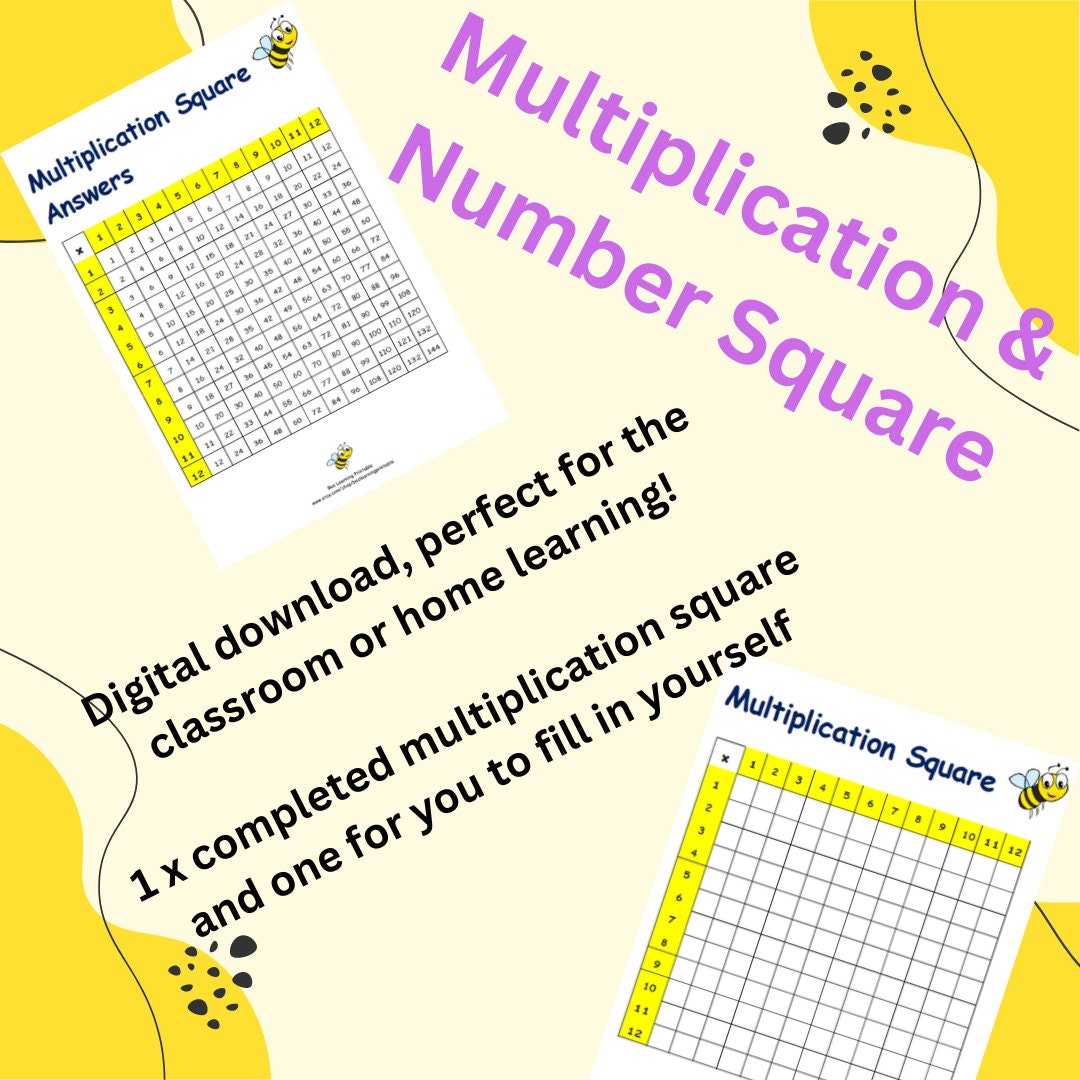 Multiplication Grid/times Table Square-maths/numeracy Aid, Learning ...