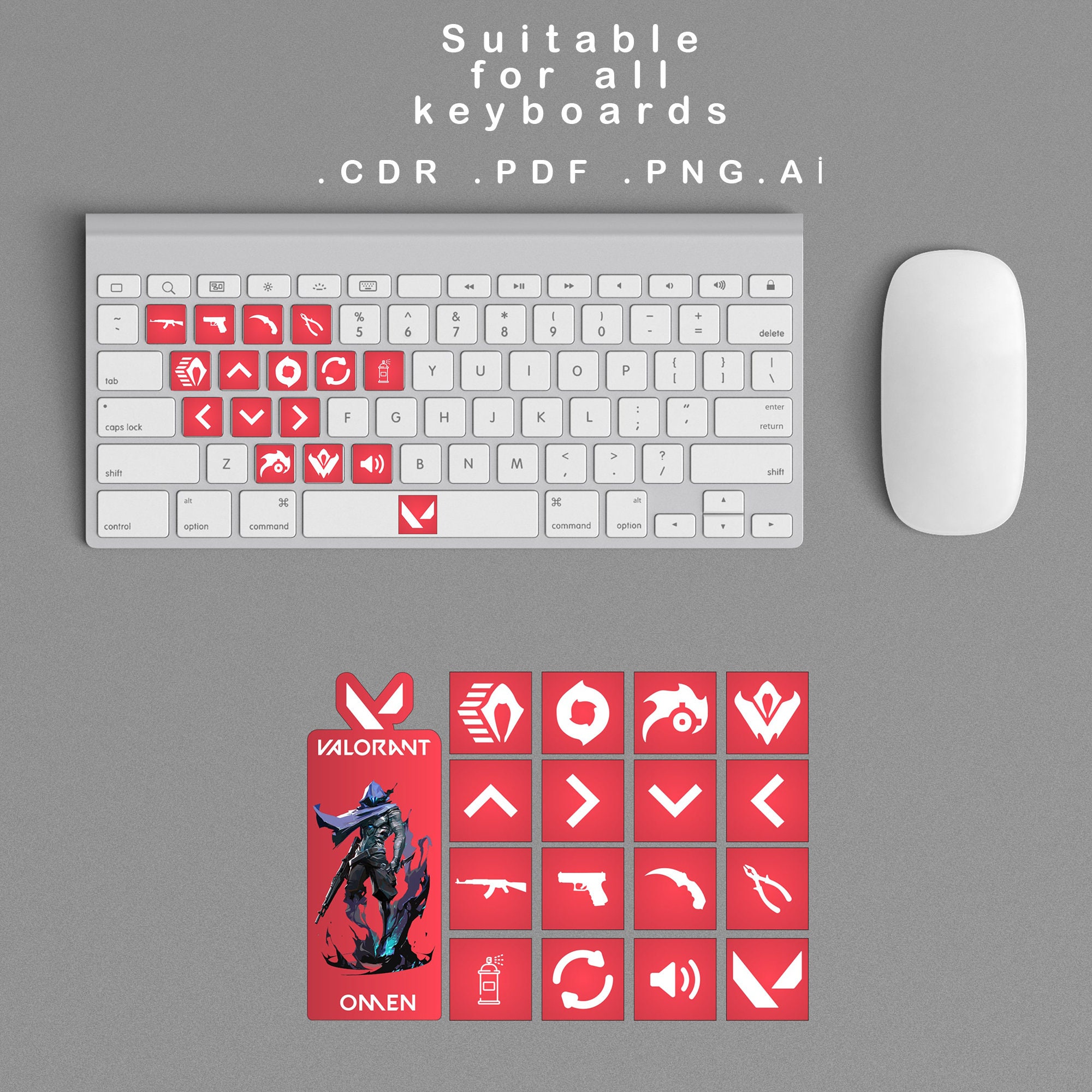 Valorant Omen Keycaps Sticker Valorant Game Skill Keycaps Sticker Set ...