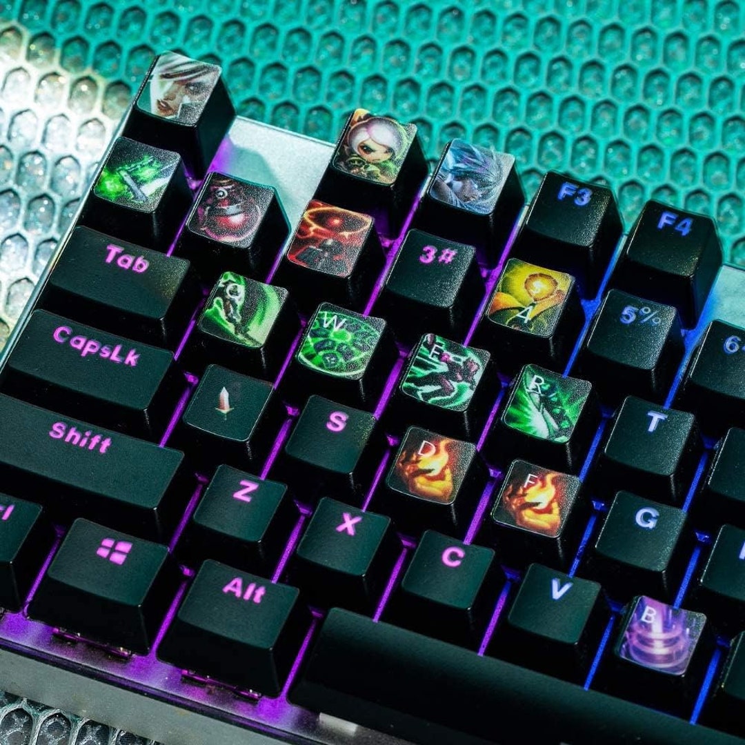 Jinx Lol Keycaps Sticker, League of Legends, Game Skill Keycaps Sticker ...