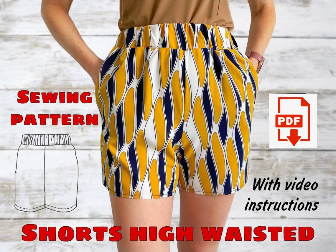 High Waisted Shorts Sewing Pattern and Video Instructions - Etsy