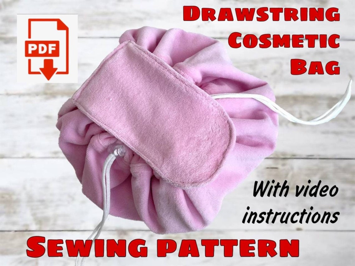 Drawstring Cosmetic Bag Sewing Pattern With Video Instructions - Etsy