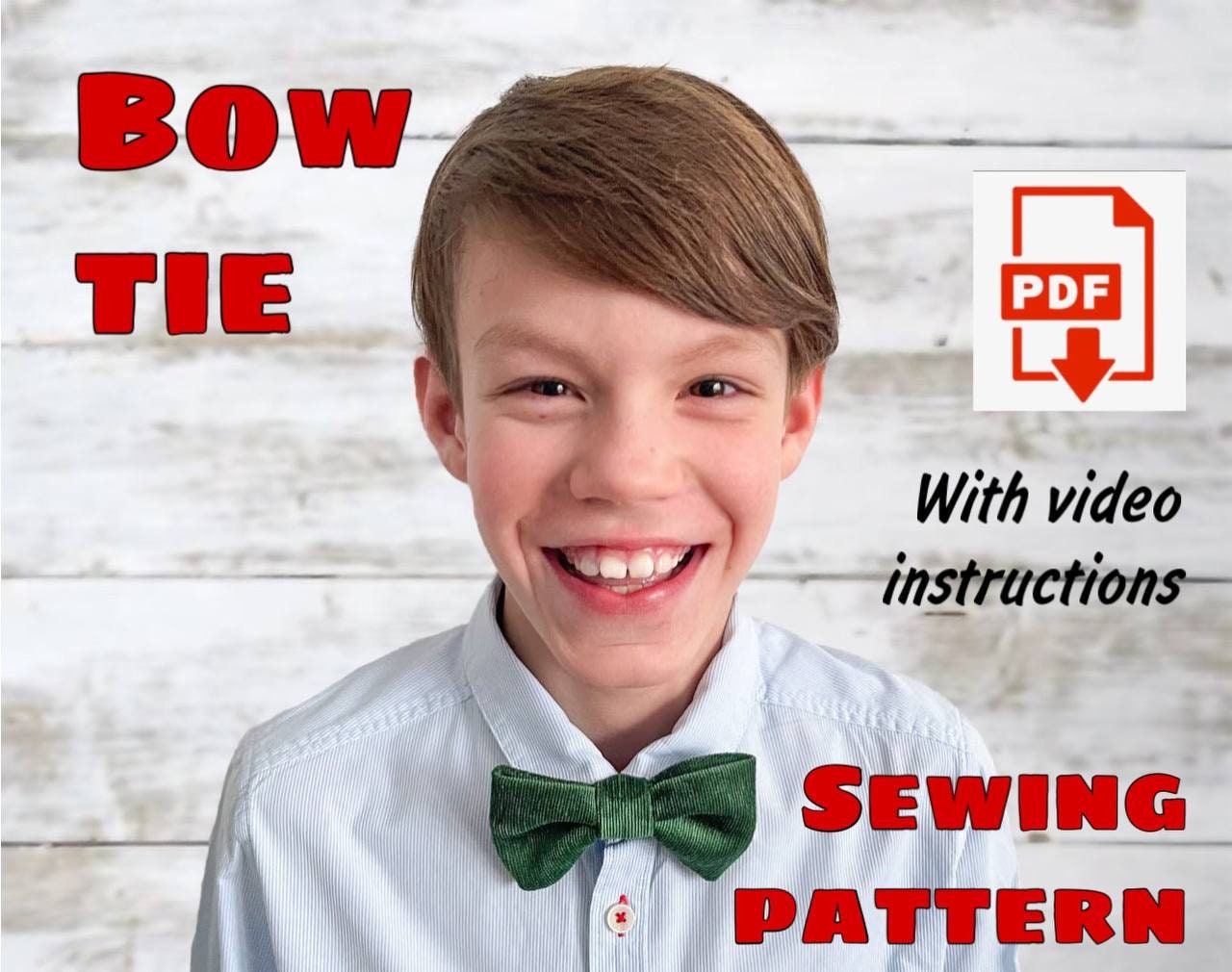 Bow Tie Sewing Pattern and Video Instructions,bow Tie for Men,bow Tie ...
