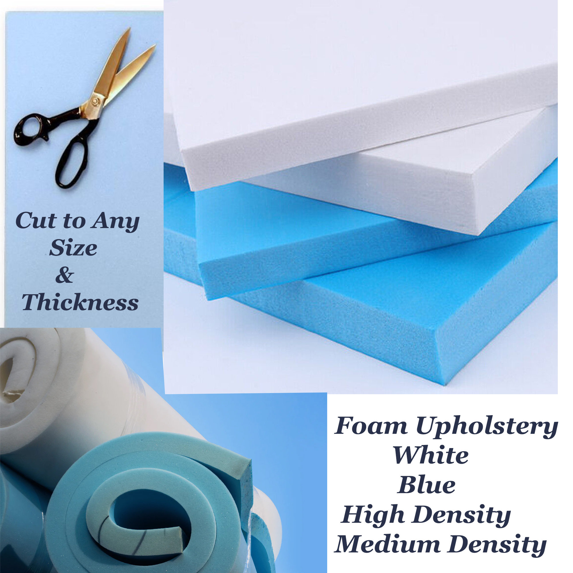 Upholstery Foam Sheets HIGH & MEDIUM DENSITY 60 X 20 Any Thickness or ...