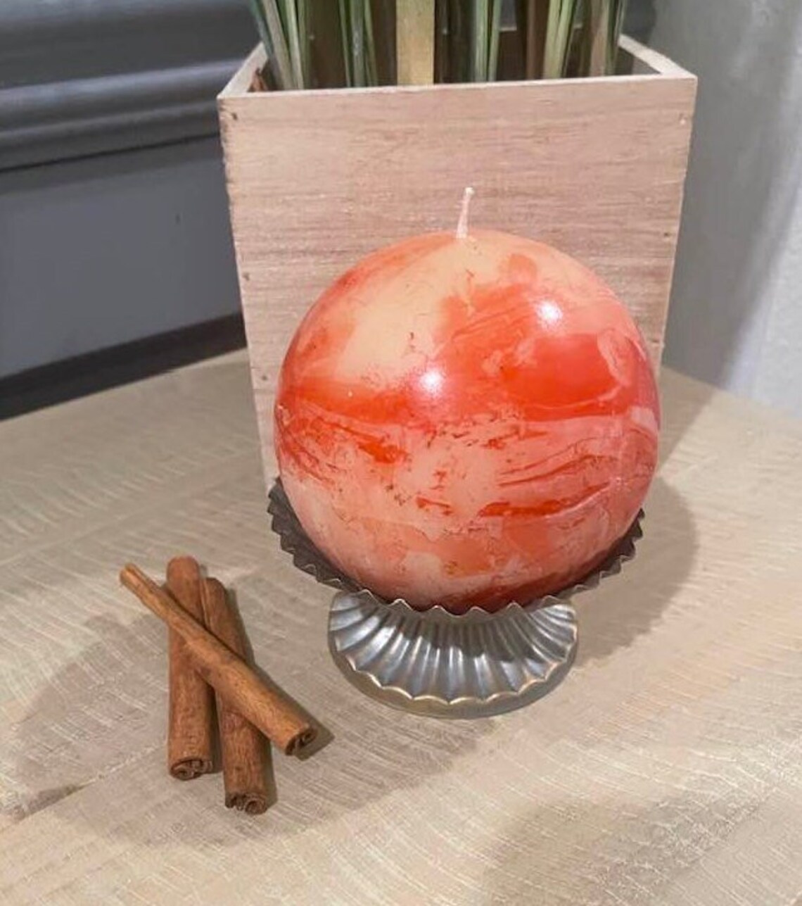 Large Marble Sphere Candle Cinnamon Fragrance Oil Scented - Etsy